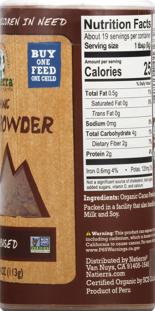 Natierra Cacao Powder, Organic-Planogram-Right