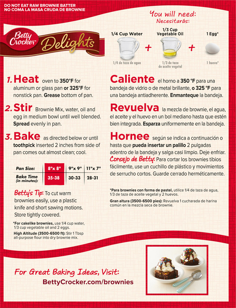 brownies box instructions