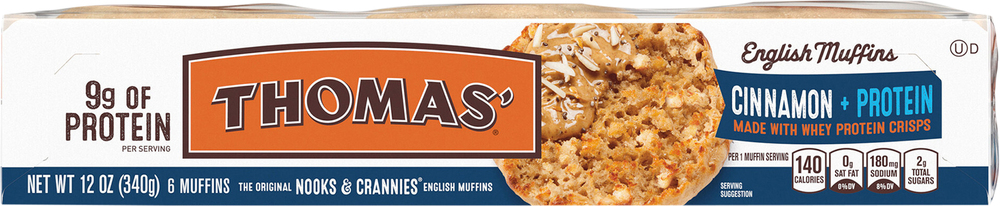 Thomas' English Muffins, Cinnamon + Protein-Planogram-Back
