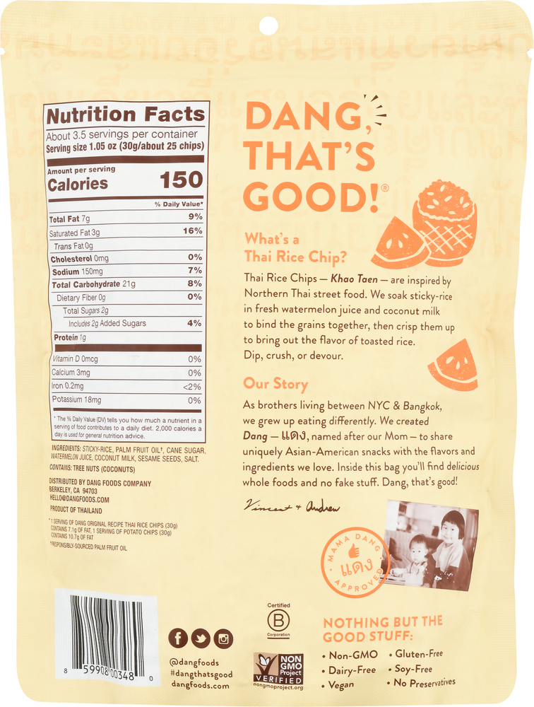 Dang Thai Rice Chips, Original Recipe-Planogram-Back