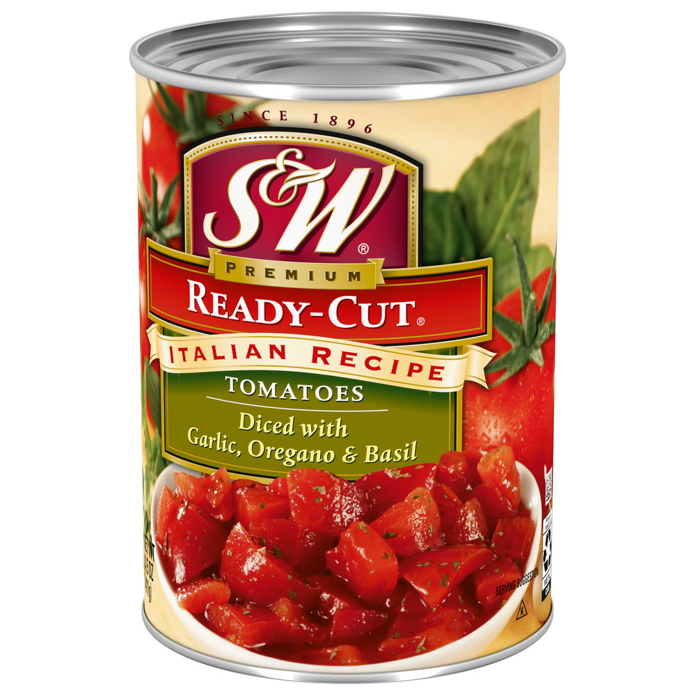 S&W Diced Tomatoes, Italian Recipe, Ready Cut-Front-Right-Elevated