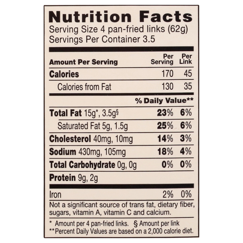 Johnsonville Sausage Bacon Nutrition Facts at Olivia Quinn blog