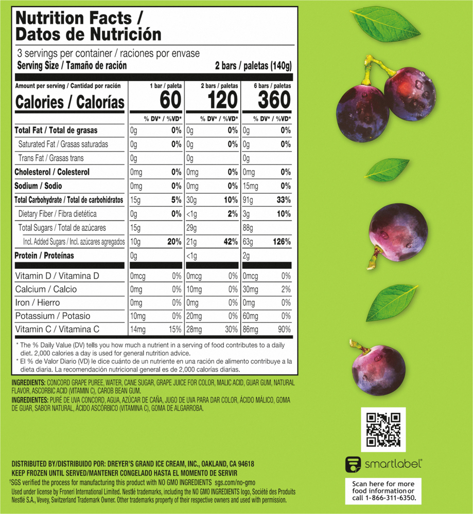 Outshine Fruit Ice Bars, Grape-Planogram-Back