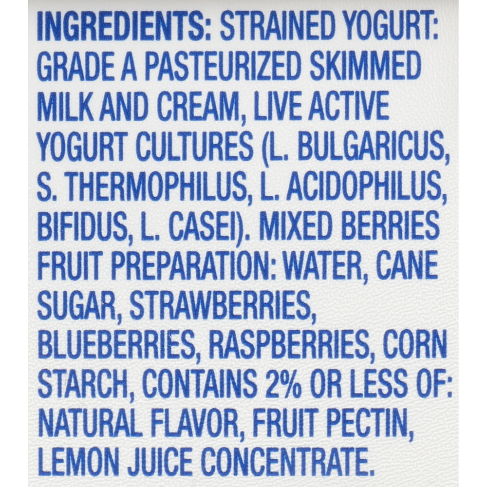 Fage Total Yogurt, Greek, Strained-Ingredients