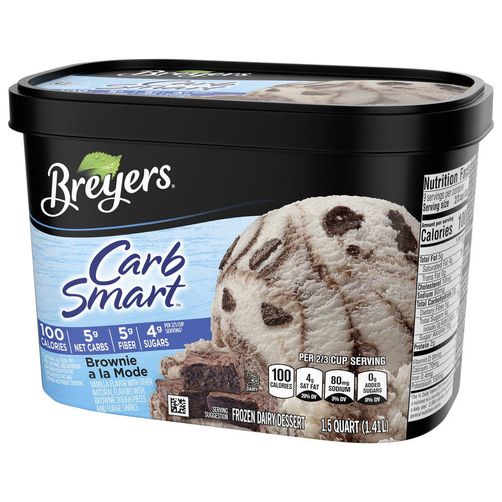 Breyers Carb Smart Frozen Dairy Dessert Brownie A La Mode Front Right