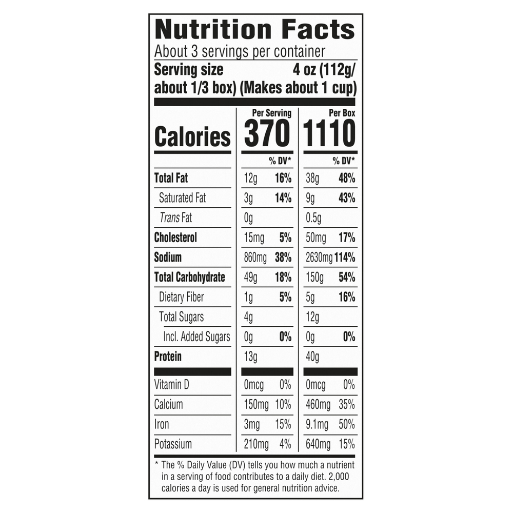 Velveeta Original Shells & Cheese-Nutrition-Facts