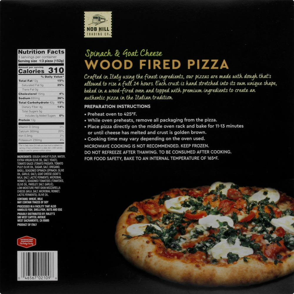 Nob Hill Trading Co. Spinach & Goat Cheese Wood Fired Pizza-Planogram-Back