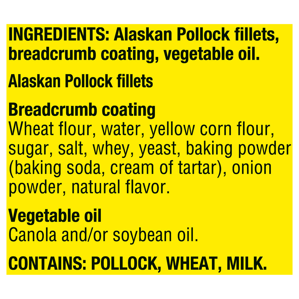 Gorton's Fish Fillets, Breaded, Sandwich-Ingredients