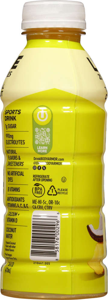 Body Armor Sports Drink, No Sugar Added, Lyte, Tropical Coconut ...