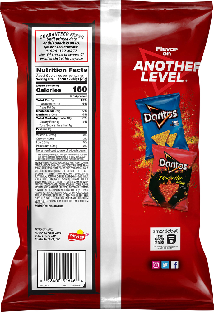 Doritos Nacho Cheese Flavored Tortilla Chips-Planogram-Back