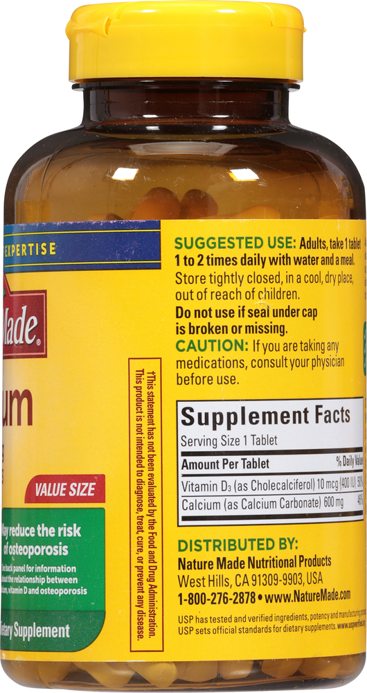 Nature Made Calcium, 600 mg, Tablets, Value Size-Planogram-Right