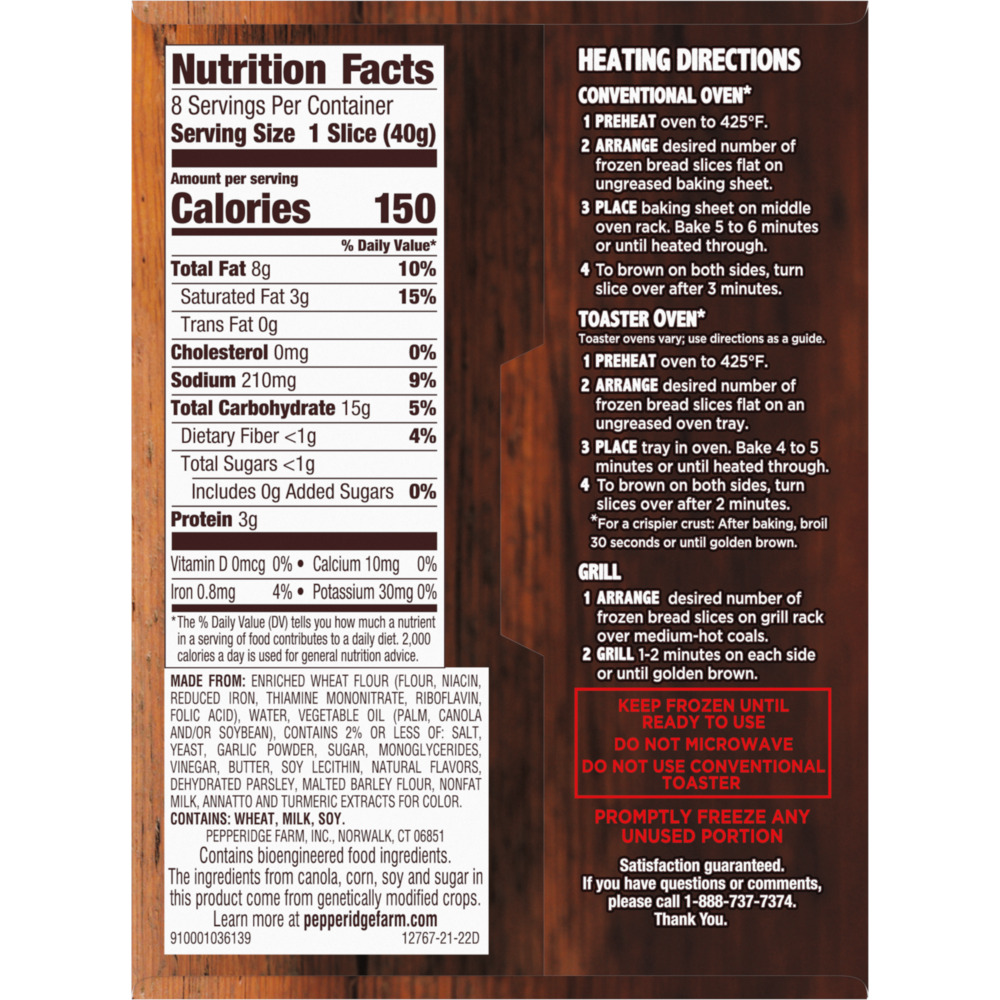 Pepperidge Farm Texas Toast, Garlic & Parsley-Planogram-Right