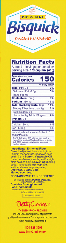 Betty Crocker Bisquick Pancake & Baking Mix, Original, Large Size ...