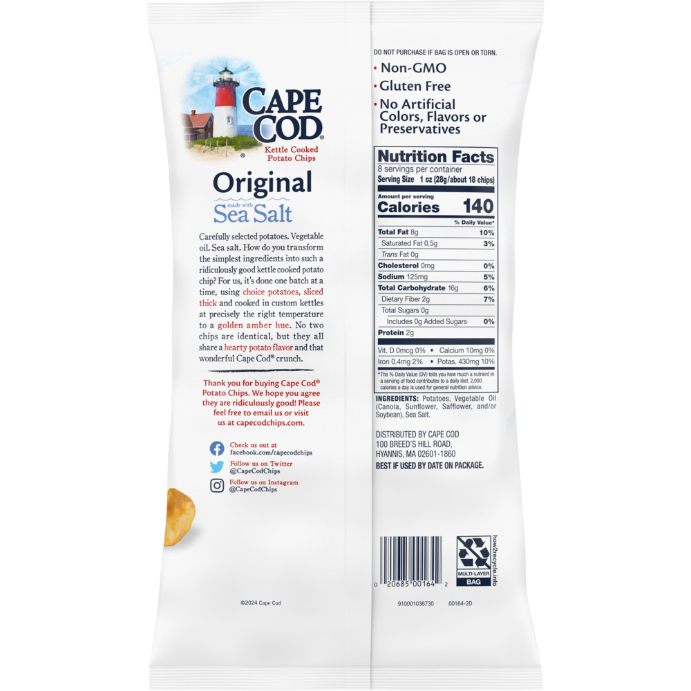 Cape Cod Potato Chips, Original, Kettle Cooked-Planogram-Back