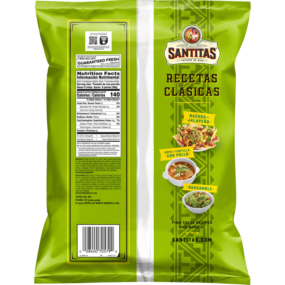 Santitas Tortilla Chips Cilantro Lime Naturally and Artificially ...