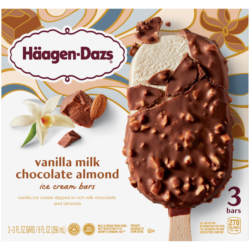 Haagen-Dazs Ice Cream Bars, Vanilla Milk Chocolate Almond-Hero