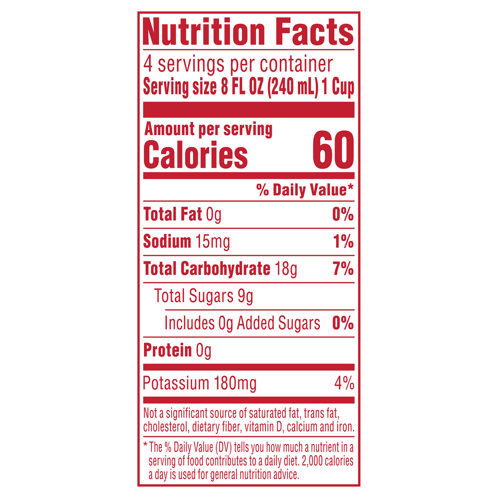 Ocean Spray Juice, Cranberry, Pure, Unsweetened-Nutrition-Facts