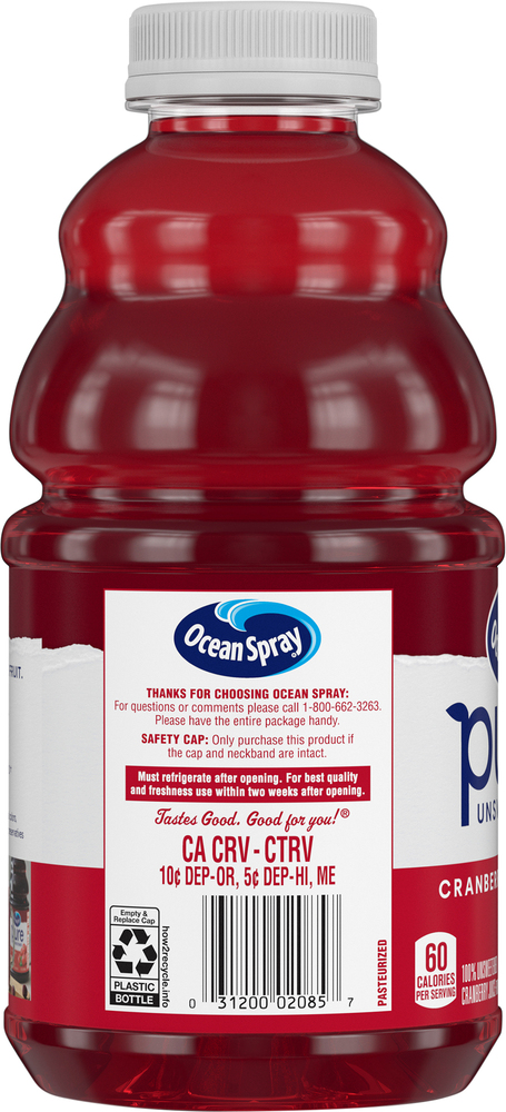 Ocean Spray Juice, Cranberry, Pure, Unsweetened-Planogram-Left