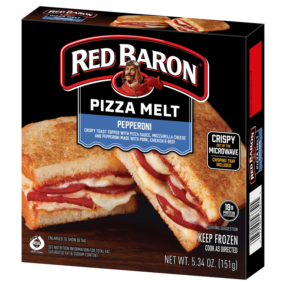 Red Baron Pizza Melt, Pepperoni-Front-Right-Elevated