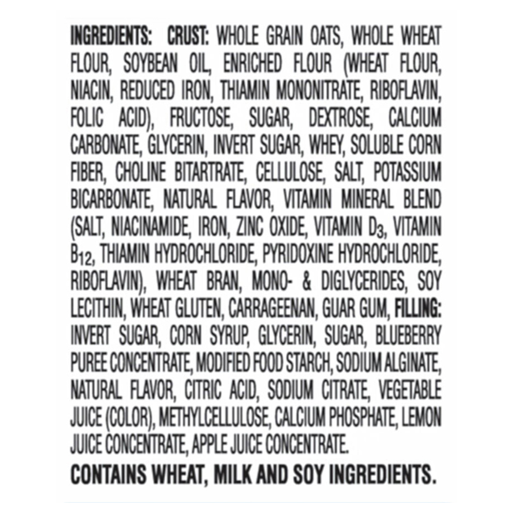 Nutri Grain Blueberry Breakfast Bars-Ingredients