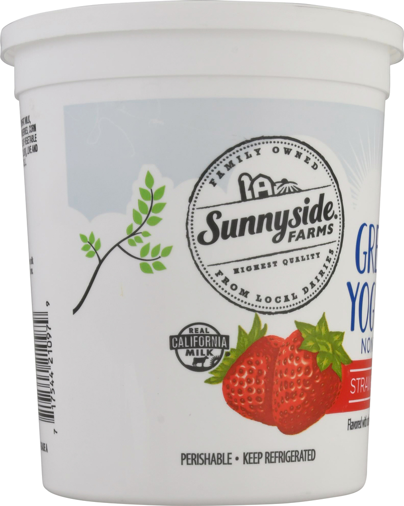Sunnyside Farms Yogurt, Greek, Nonfat, Strawberry, Blended-Planogram-Left