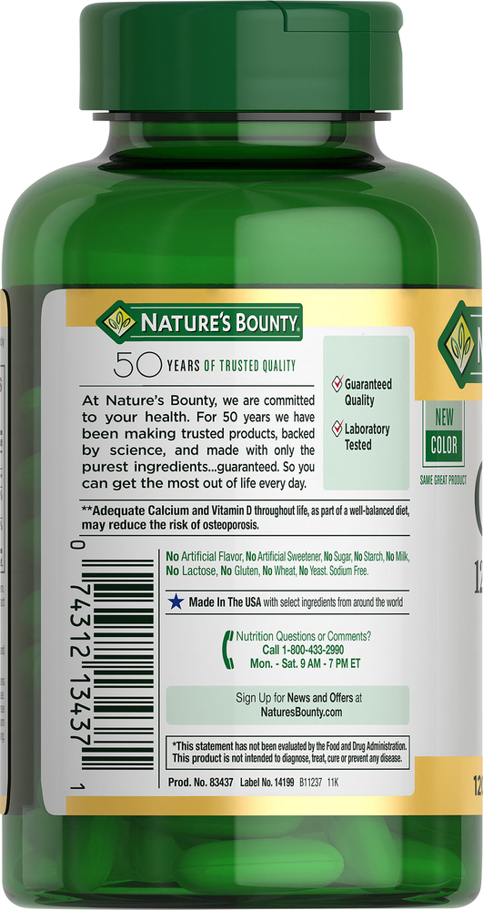 Nature's Bounty Calcium, 1200 mg, Softgels-Planogram-Left