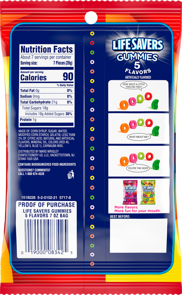 Life Savers Gummies, 5 Flavors-Planogram-Back