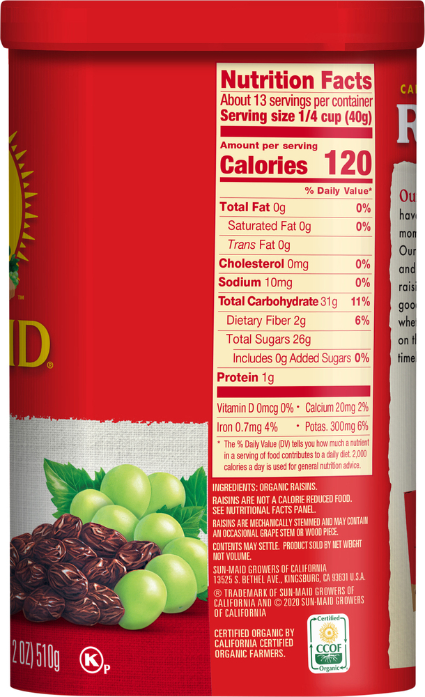 Sun-Maid California Sun-Dried Organic Raisins-Planogram-Right