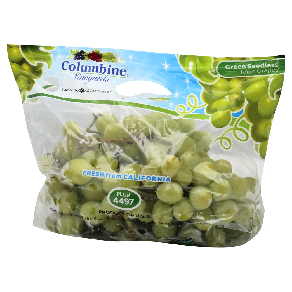 Columbine Vineyards Table Grapes, Green Seedless-Front-Right-Elevated