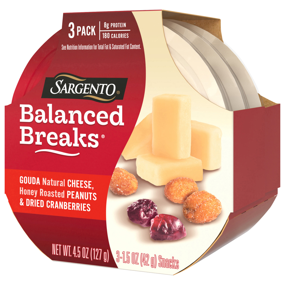 Sargento Balanced Breaks, Gouda Cheese/Peanuts & Dried Cranberries, 3 ...