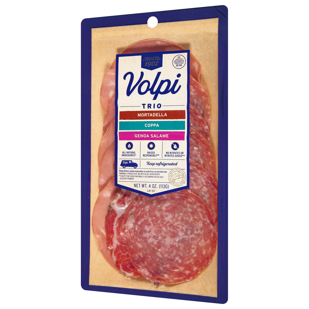Volpi Mortadella/Coppa/Genoa Salame, Trio-Front-Right-Elevated