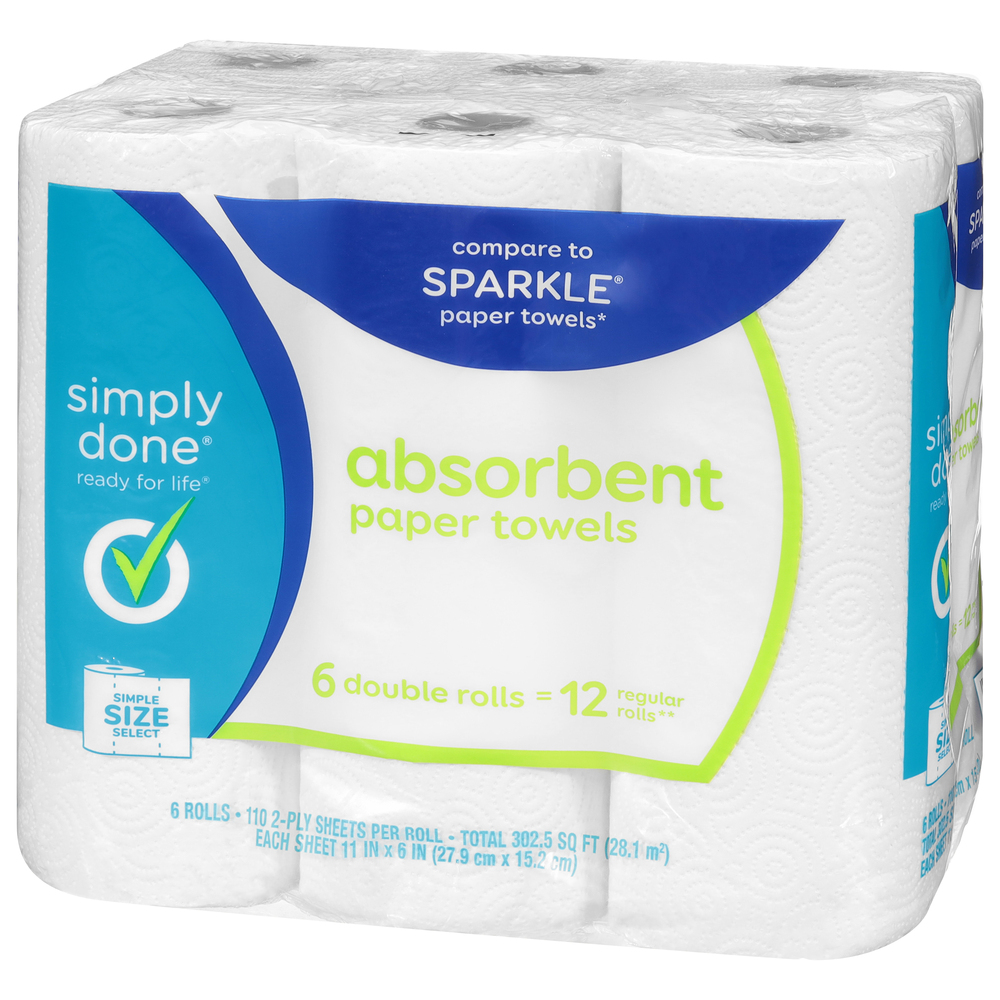 Simply Done Paper Towels, Absorbent, Simple Size Select, 2-Ply-Front ...