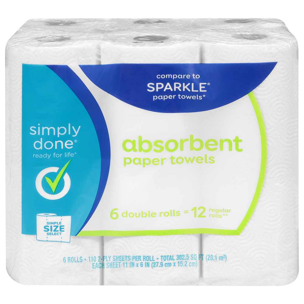 Simply Done Paper Towels, Absorbent, Simple Size Select, 2-Ply-Main