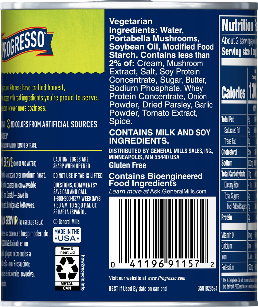 Progresso Soup, Creamy Mushroom, Vegetable Classics-Planogram-Back
