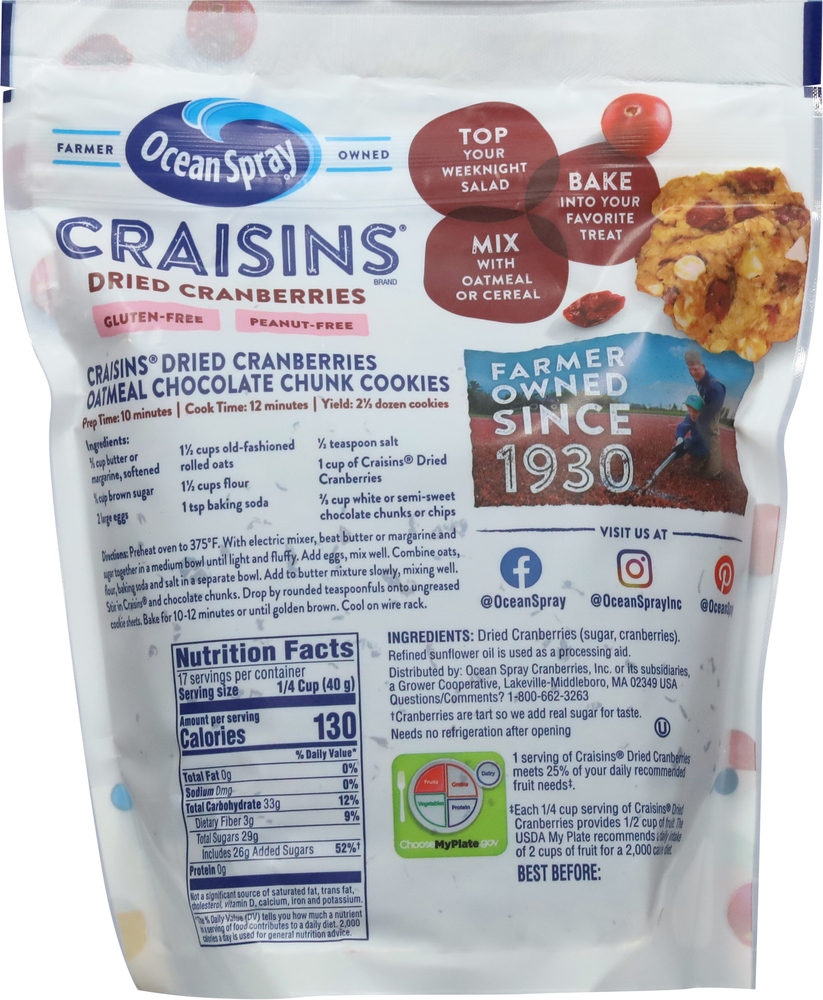 Ocean Spray Craisins Cranberries, The Original, Dried, Value Pack ...