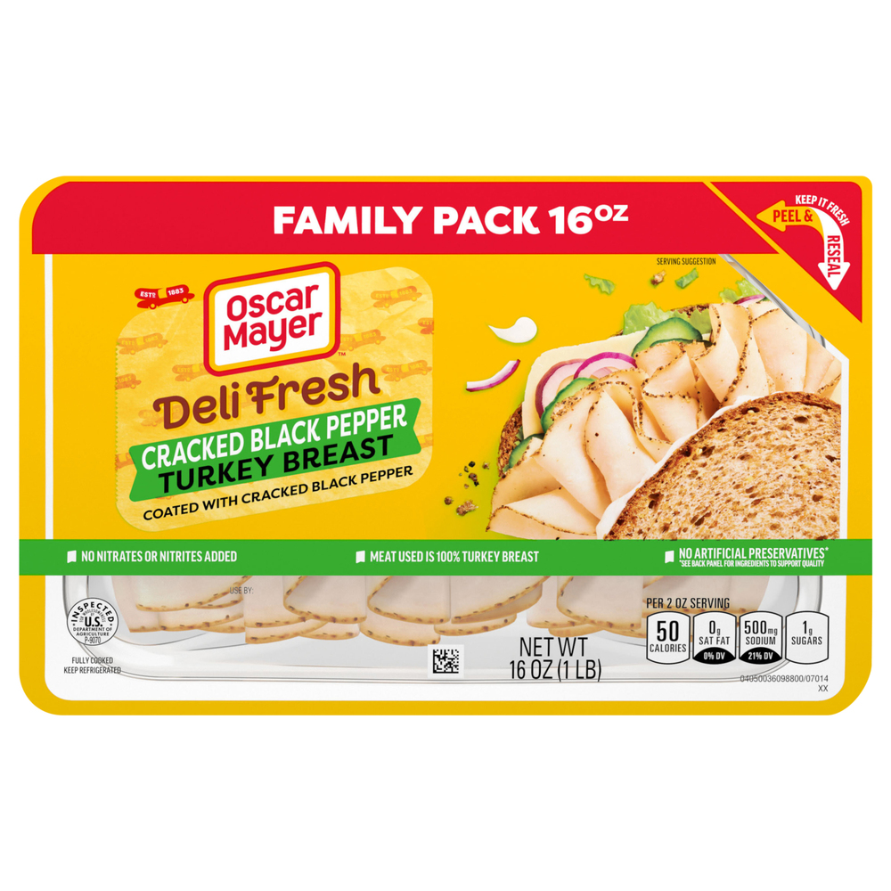 Oscar Mayer Deli Fresh Turkey Breast, Cracked Black Pepper, Family Pack ...