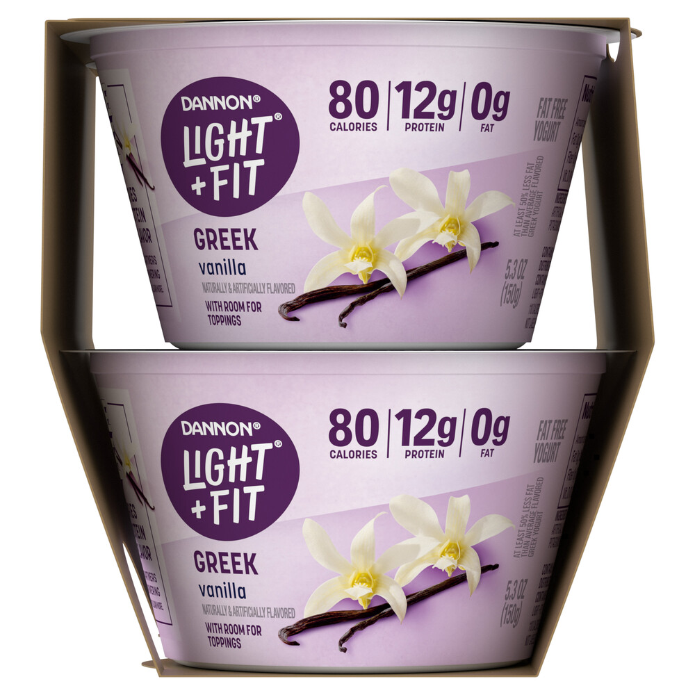 Dannon Light + Fit Yogurt, Vanilla, Fat Free, Greek-Planogram-Left