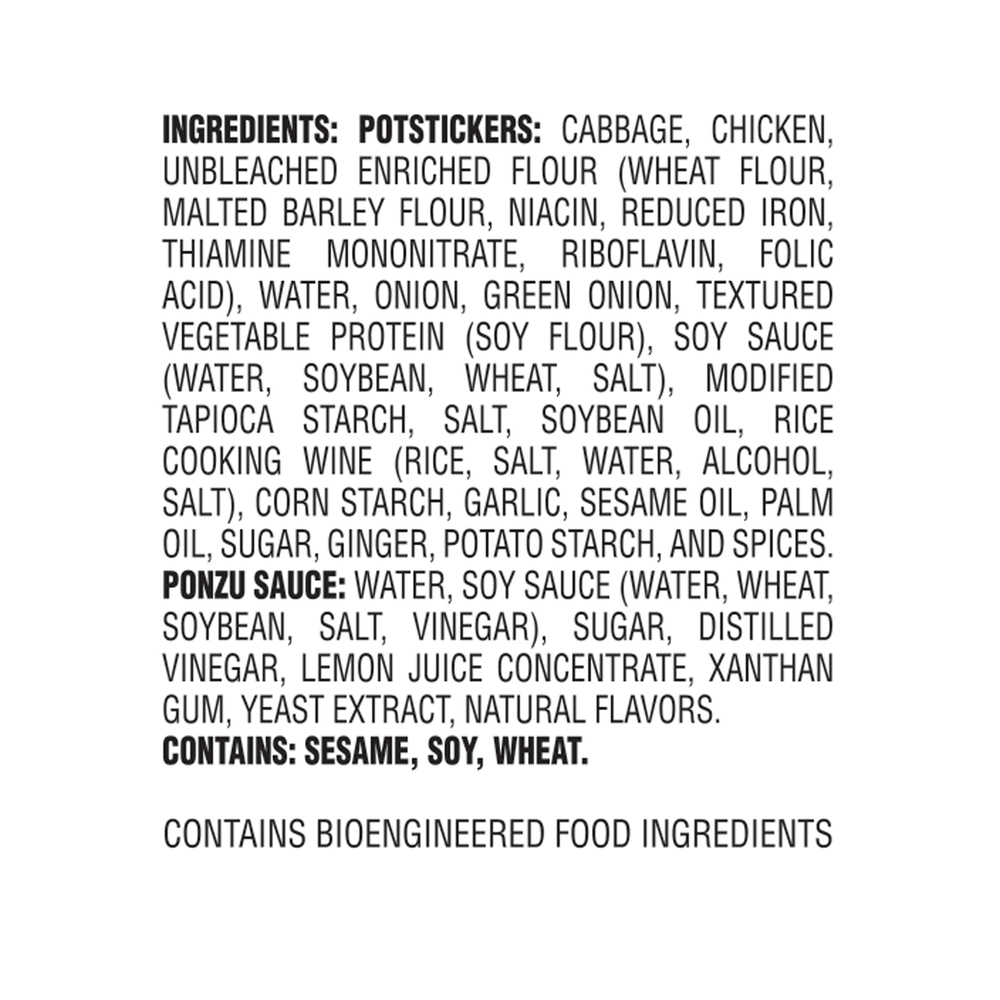 InnovAsian Appetizer Chicken Potstickers-Ingredients