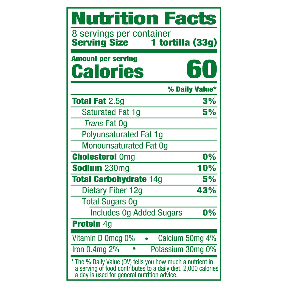 Guerrero Nutri-Ricas Tortillas, Whole Wheat, Carb Watch-Nutrition-Facts