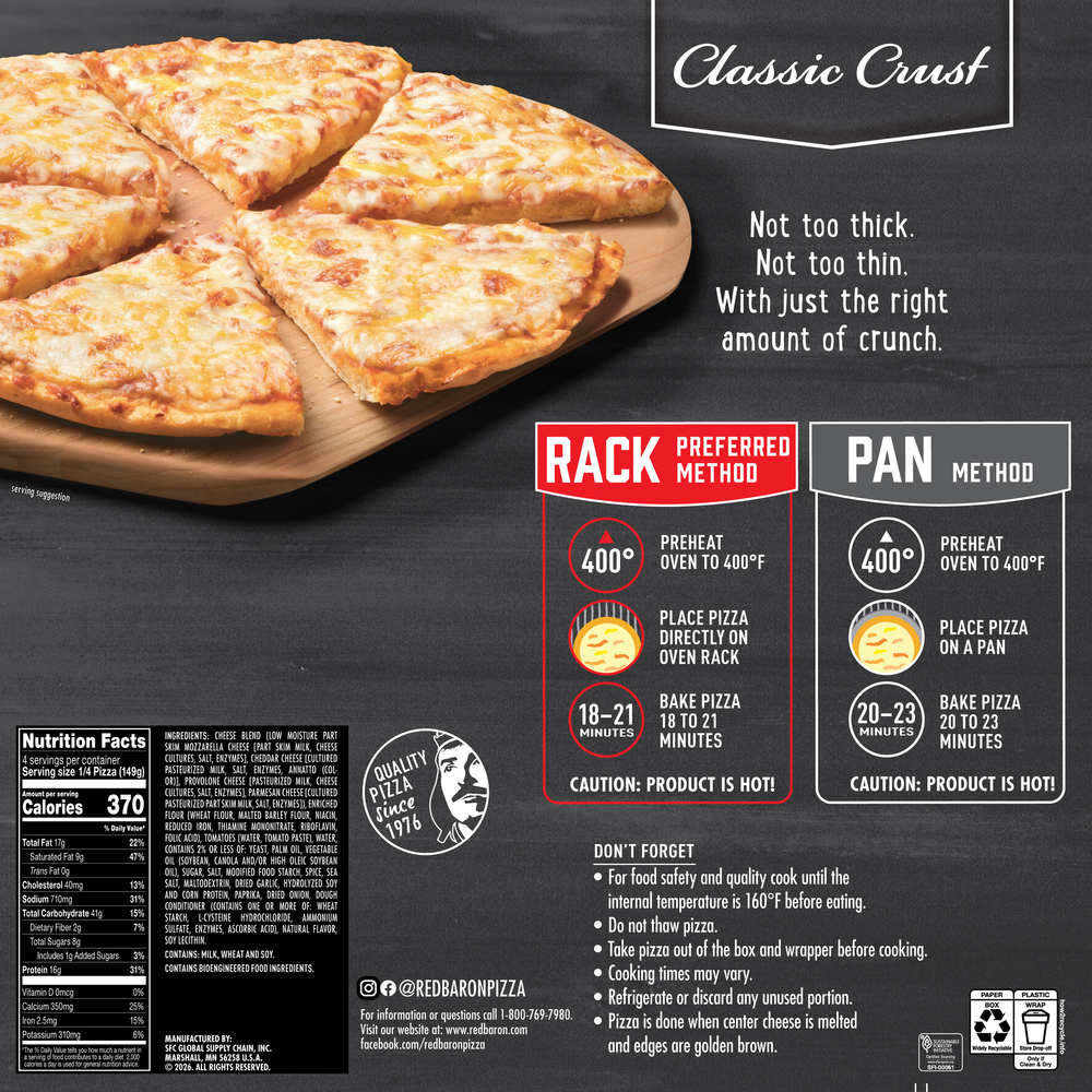 Red Baron Pizza Four Cheese Classic Crust Planogram Back Red Baron Pizza Four Cheese Classic Crust Planogram Back