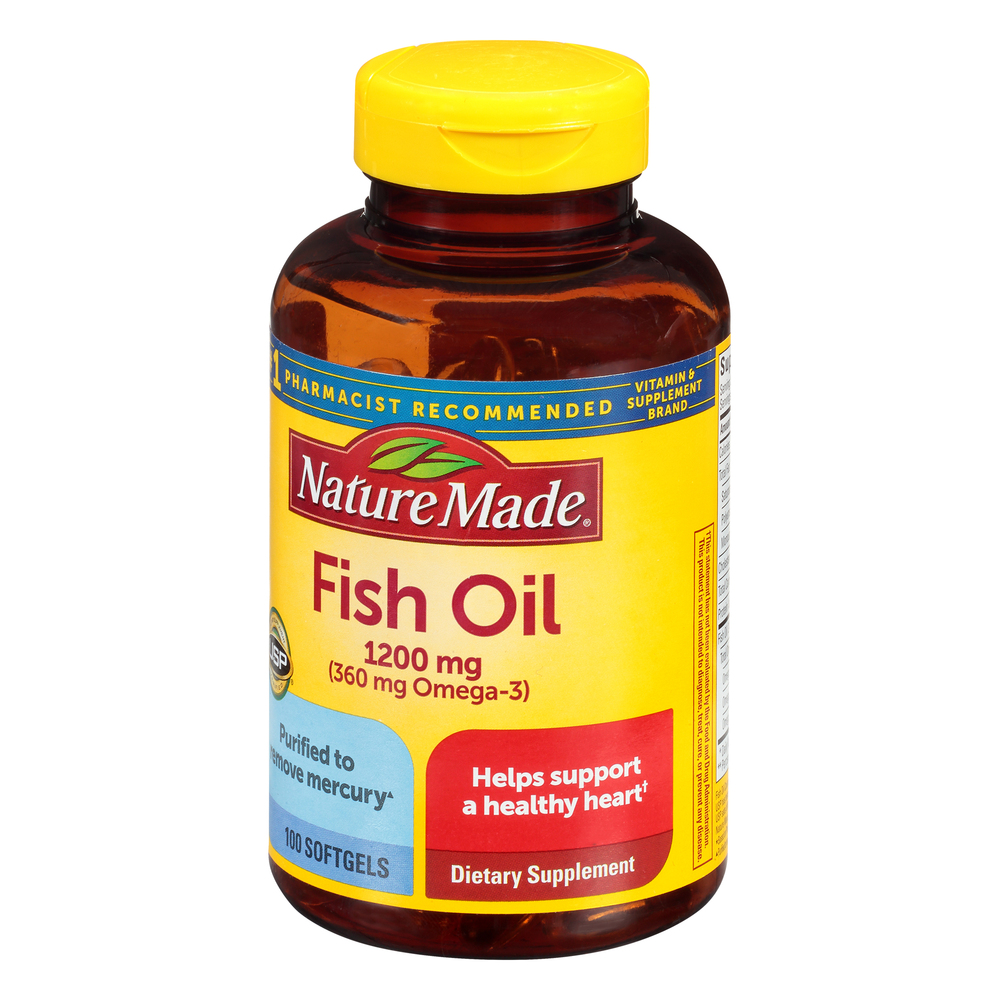 Nature Made Fish Oil, 1200 mg, Softgels-Front-Right-Elevated