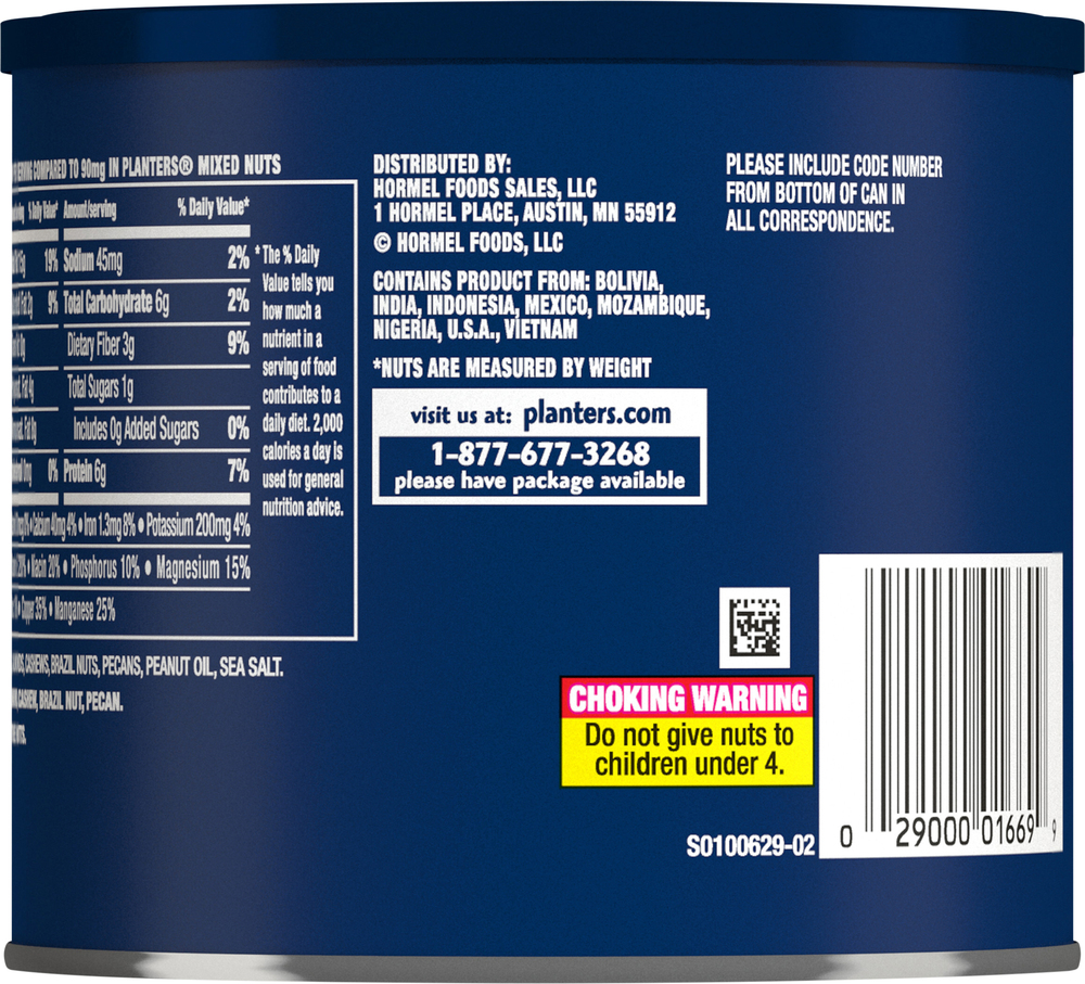 Planters Mixed Nuts, Lightly Salted-Planogram-Back