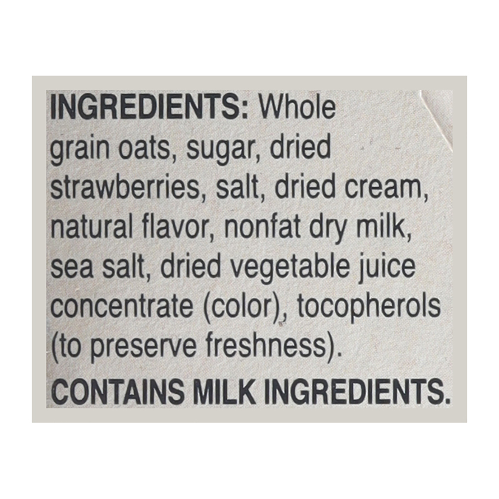 Quaker Instant Oatmeal, Strawberries & Cream-Ingredients