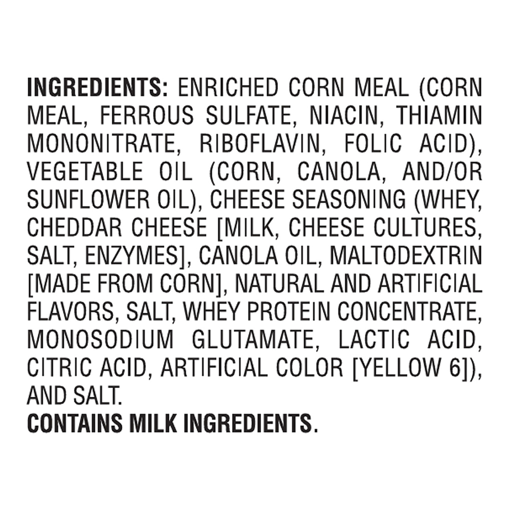 Cheetos Cheese Flavored Snacks, Crunchy-Ingredients