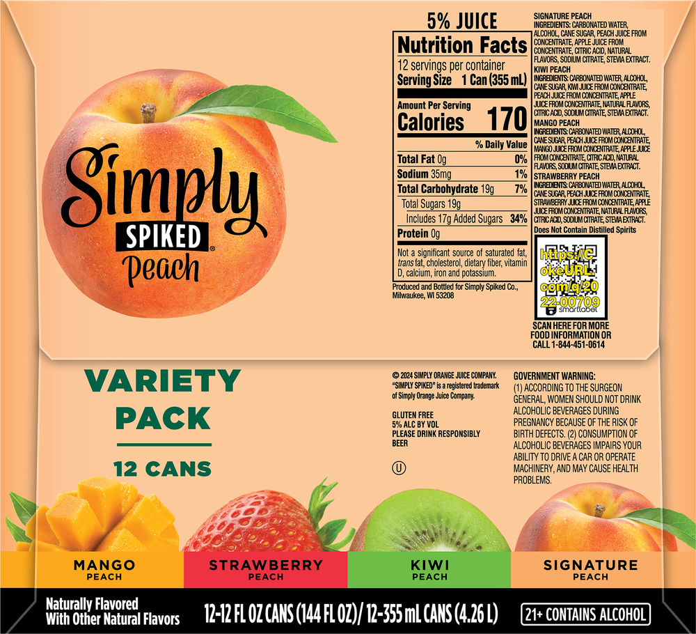 Simply Spiked Beer, Peach, Variety Pack-Planogram-Right