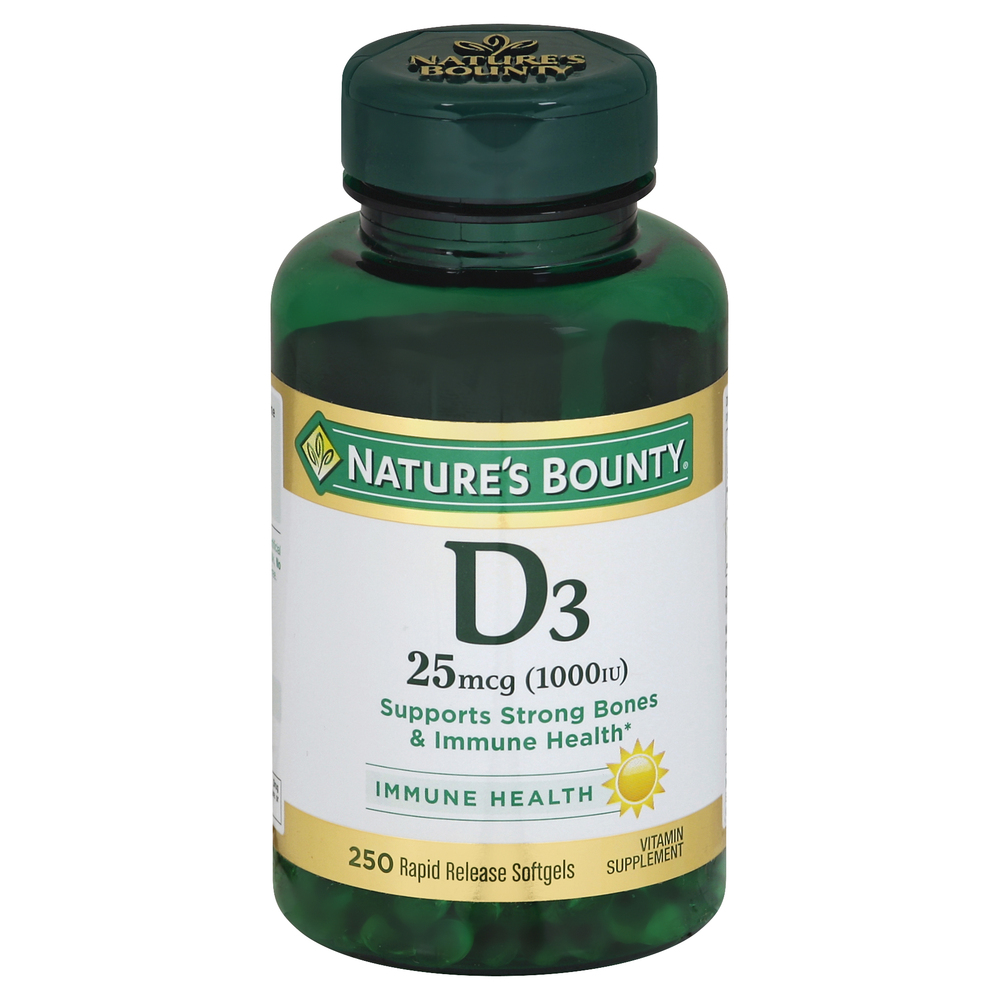 Nature's Bounty Vitamin D3, 25 mcg (1000 IU), Rapid Release Softgels-Main