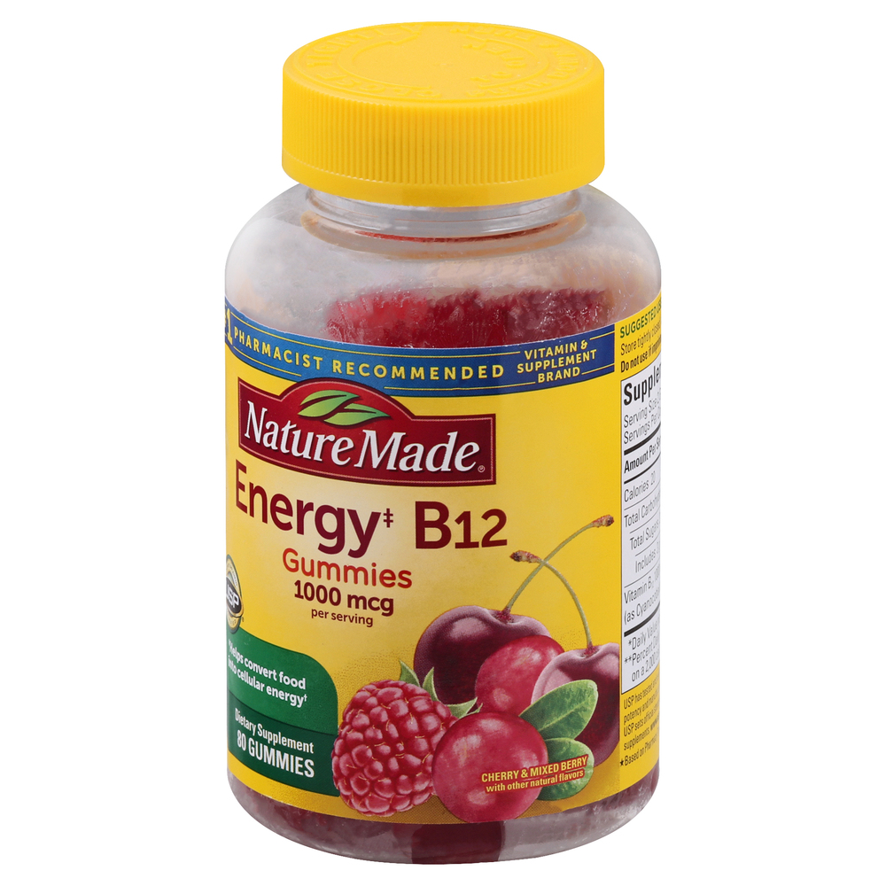 Nature Made Energy B12 1000 Mcg Cherry And Mixed Berry Gummies Front
