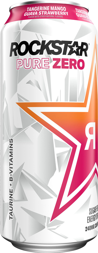 Rockstar Pure Zero Energy Drink, Tangerine Mango Guava Strawberry-Planogram-Left