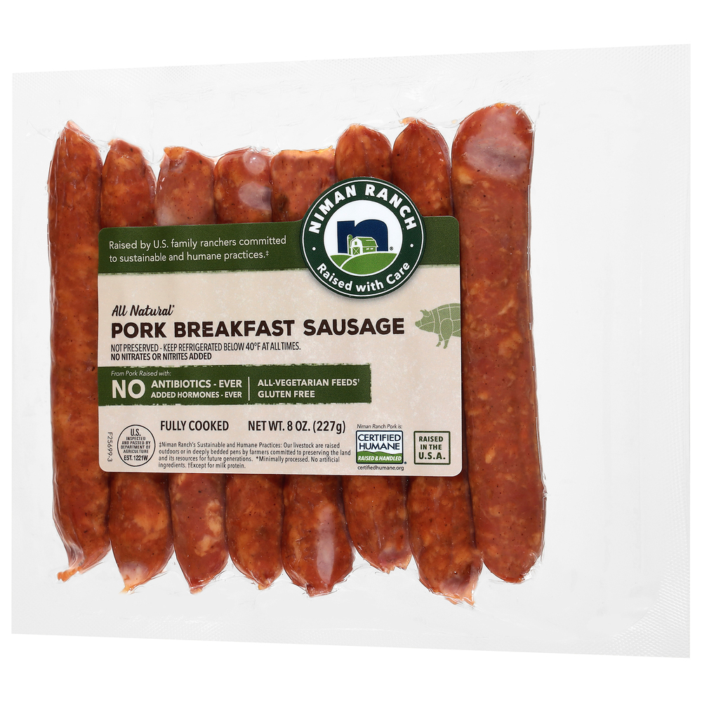 Niman Ranch Breakfast Sausage, Pork-Front-Right-Elevated
