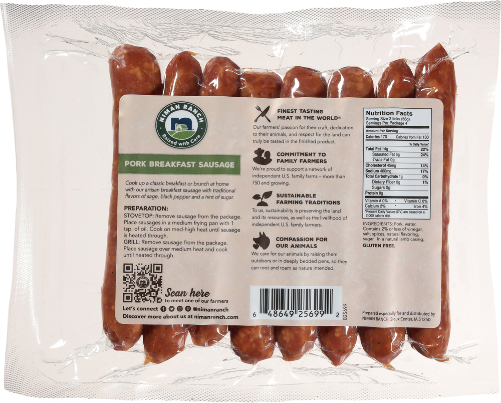 Niman Ranch Breakfast Sausage, Pork-Planogram-Back